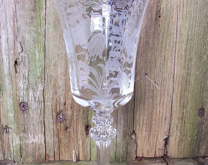 Set of Six Vintage Etched Tiffin Crystal Water Goblets - Fuchsia ...