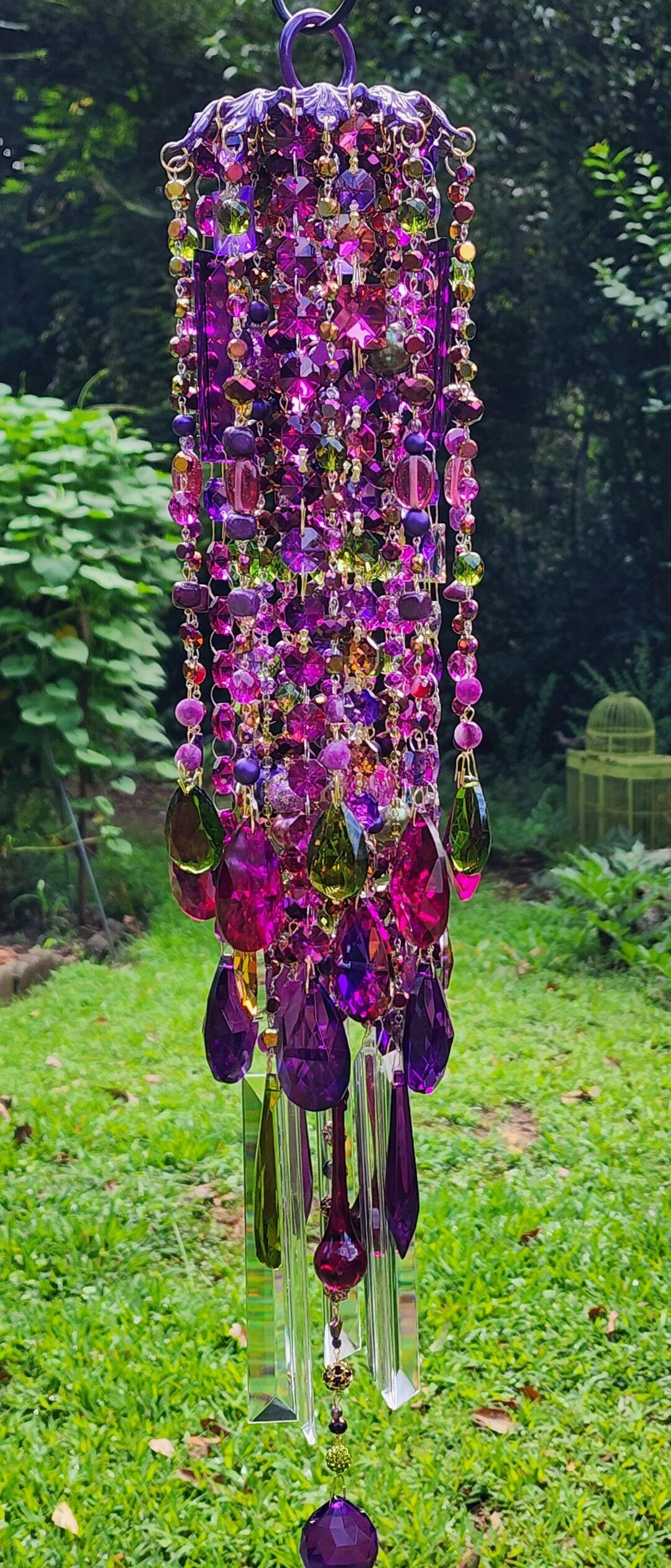 Wind Chime, Crystal Wind Chime, Purple and Magenta Crystal Wind Chime ...