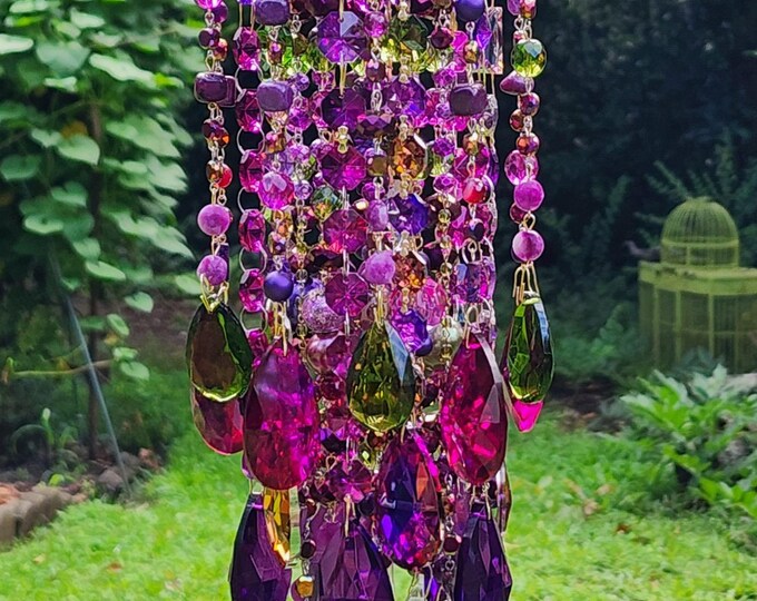 Wind Chime, Crystal Wind Chime, Purple and Magenta Crystal Wind Chime ...