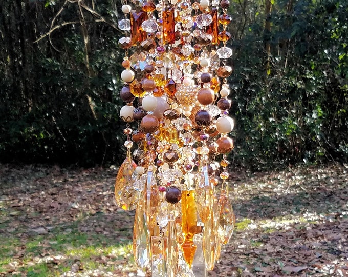 Wind Chime, Antique Crystal Wind Chime, Crystal and Wood Wind Chime ...