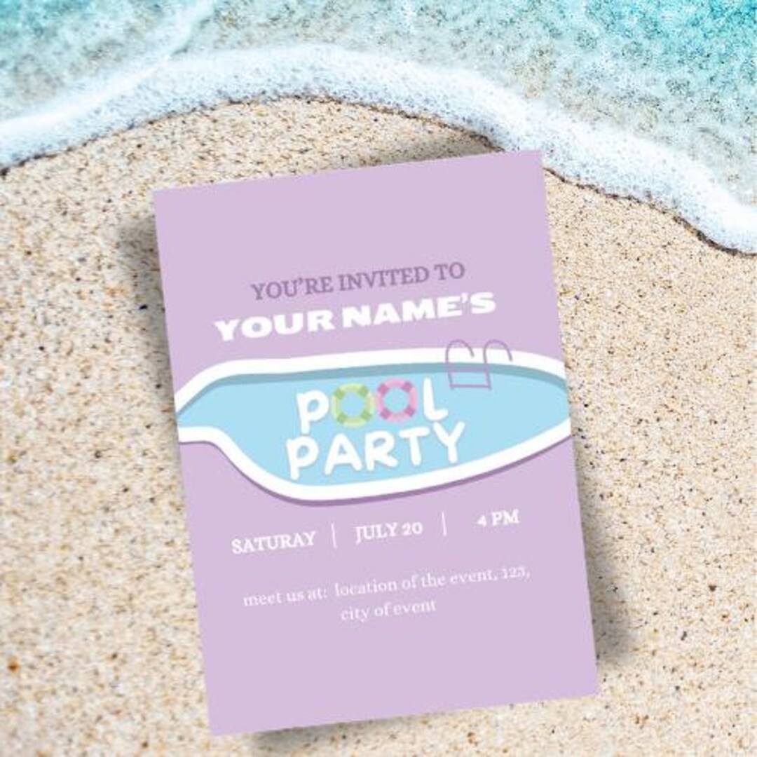 Pool Party Invite Template - Etsy