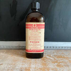 Antique Wyeth Labs Digitalis Bottle - Brown Amber Glass Vintage ...