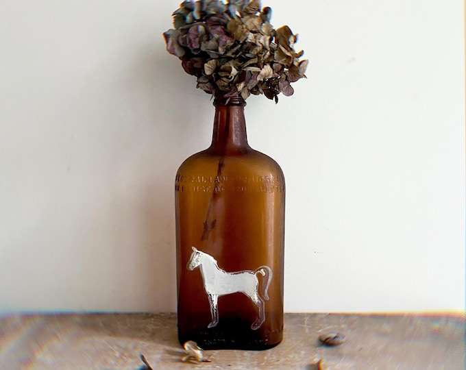 Antique White Horse Distillery Bottle - Amber Glass - Glasgow Scotland ...