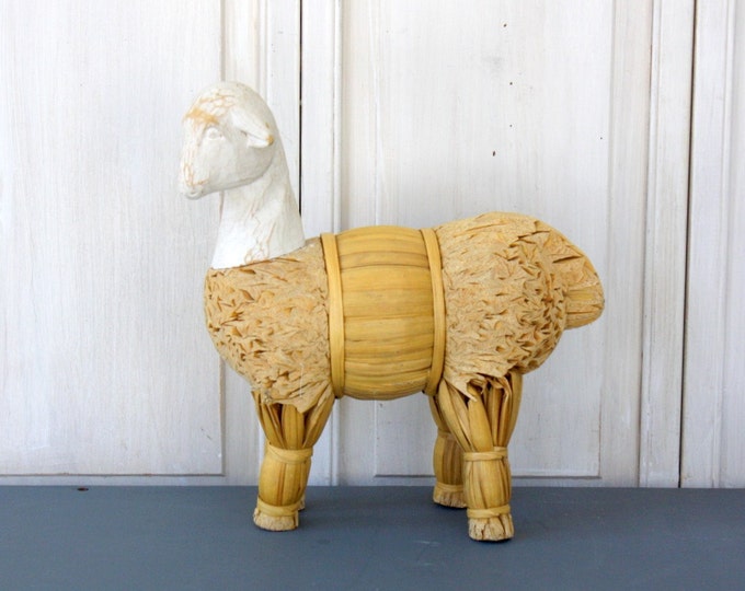 Vintage Straw Lamb - Etsy