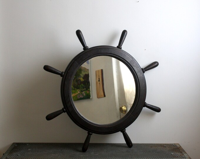 Large Vintage Ship's Wheel Mirror - Etsy