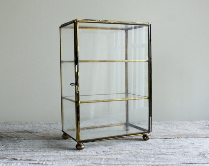 Vintage Brass and Glass Display Case - Etsy