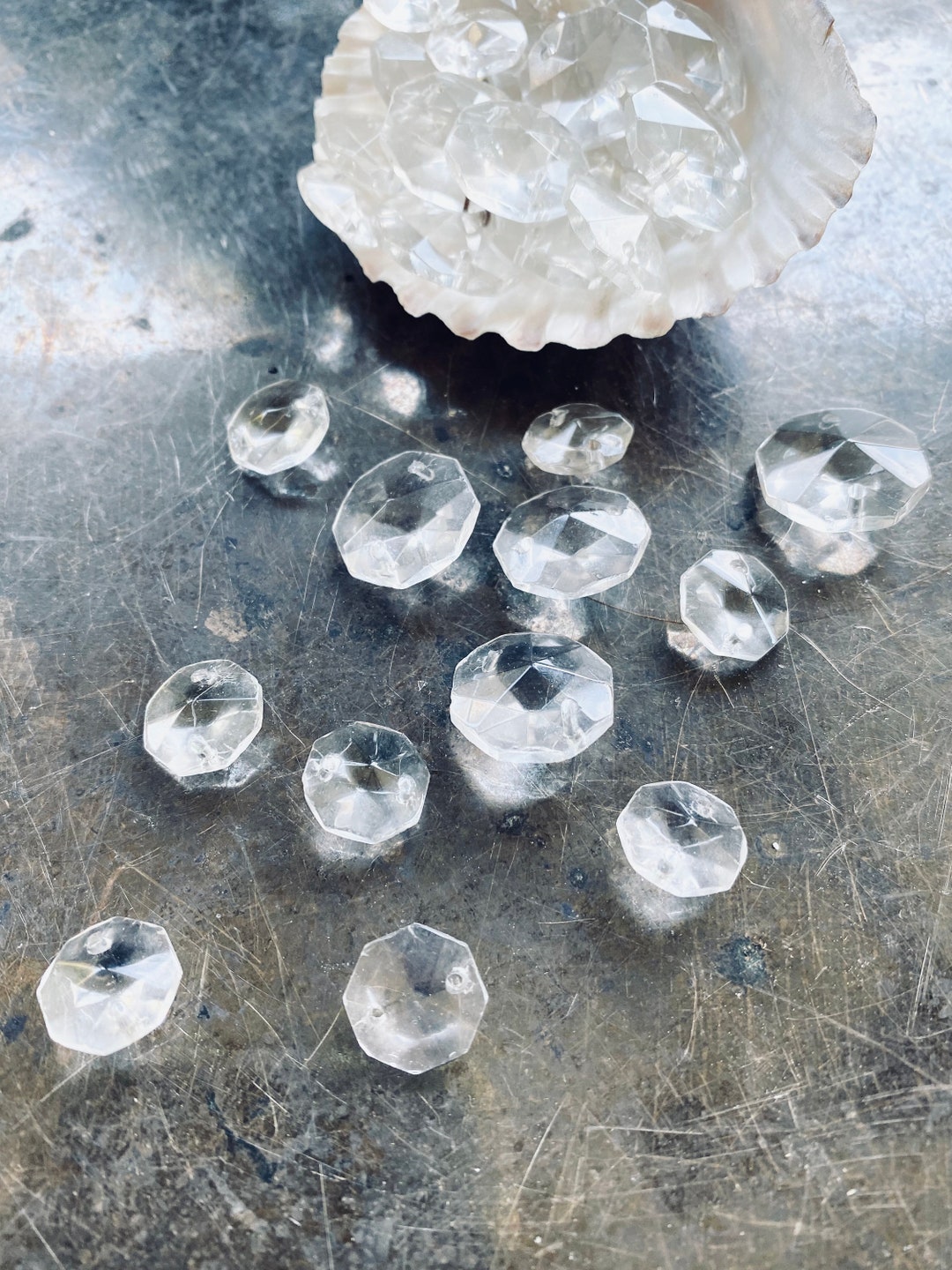 Assortment Lot Mixed Sizes Antique Octagon Beefy Cut Crystal Beads ...