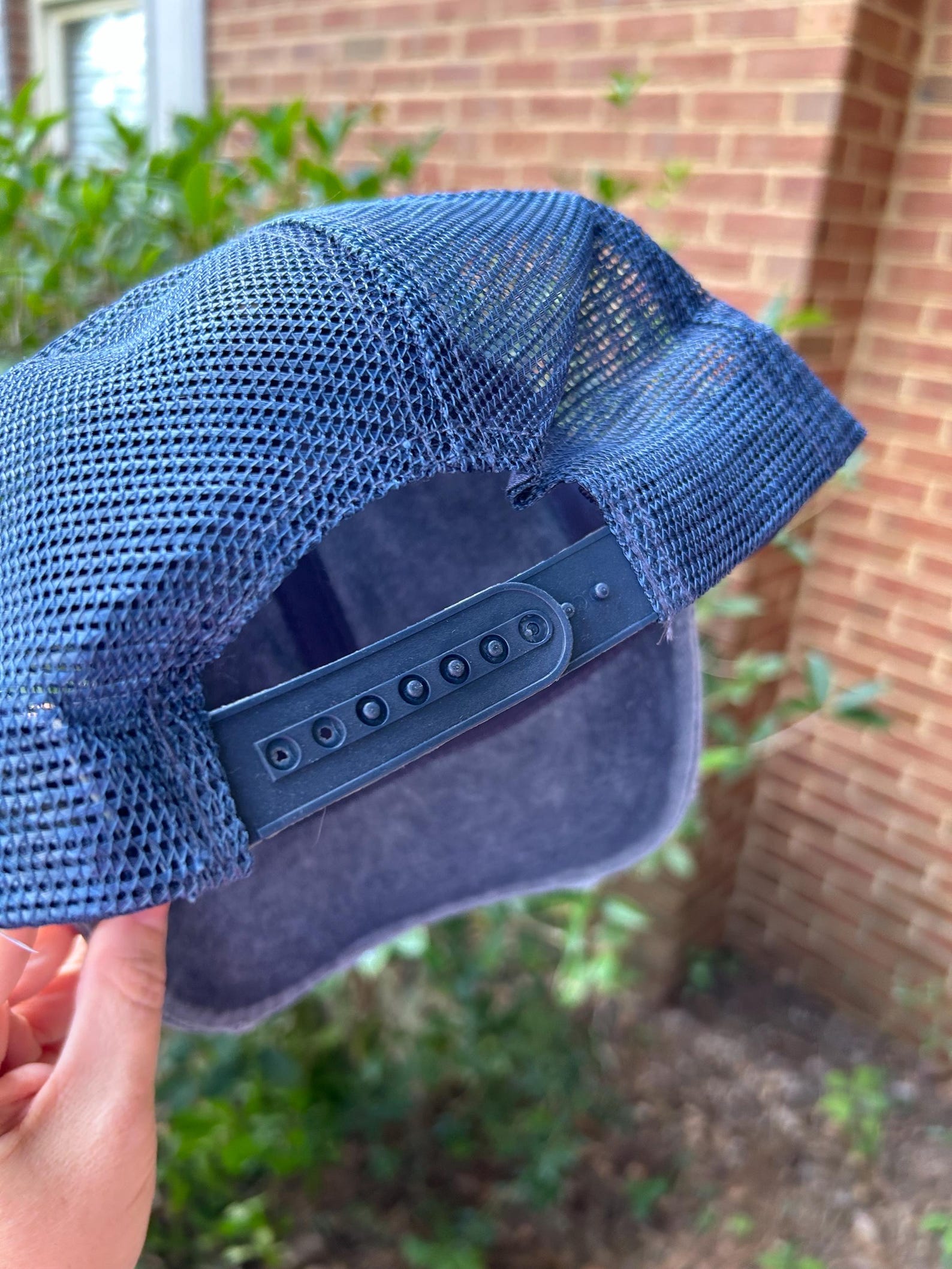 Distressed Baseball Hat, Faded Navy Blue With Cactus Patch. Mesh Back ...