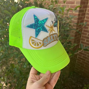 Lime Green and White Trucker Hat. Salty Patch. - Etsy