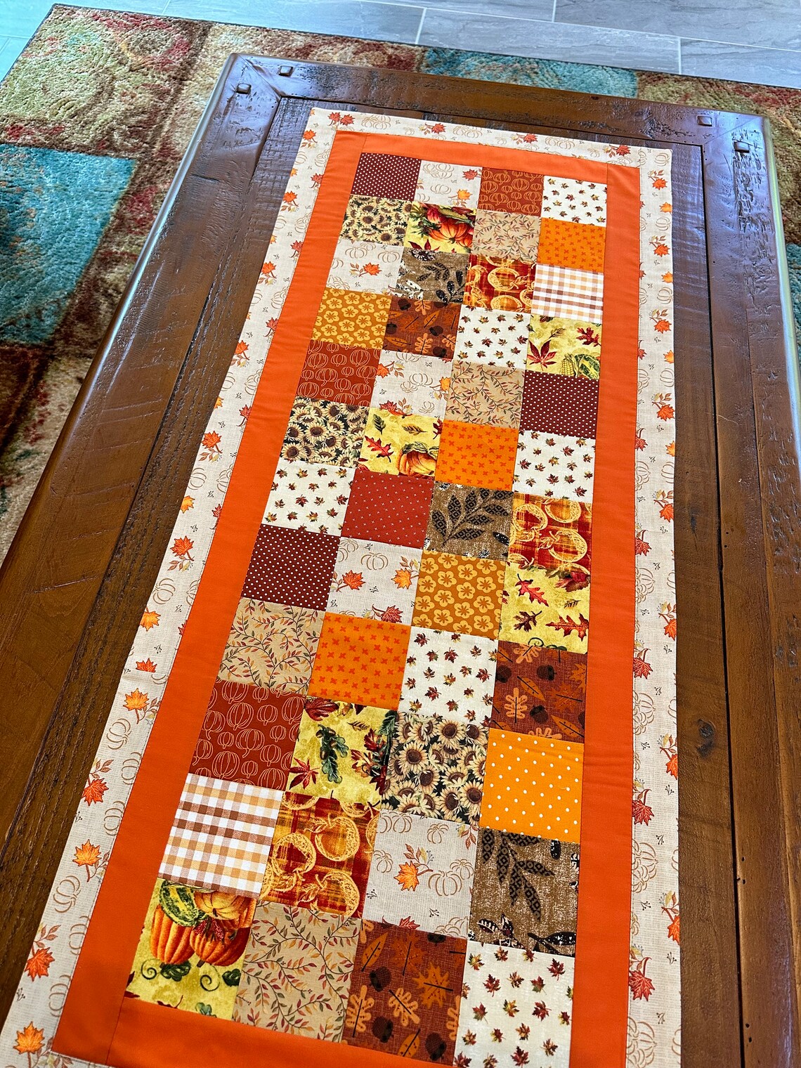 Rustic Farmhouse Fall Colors Table Runner, Autumn Table Runner ...