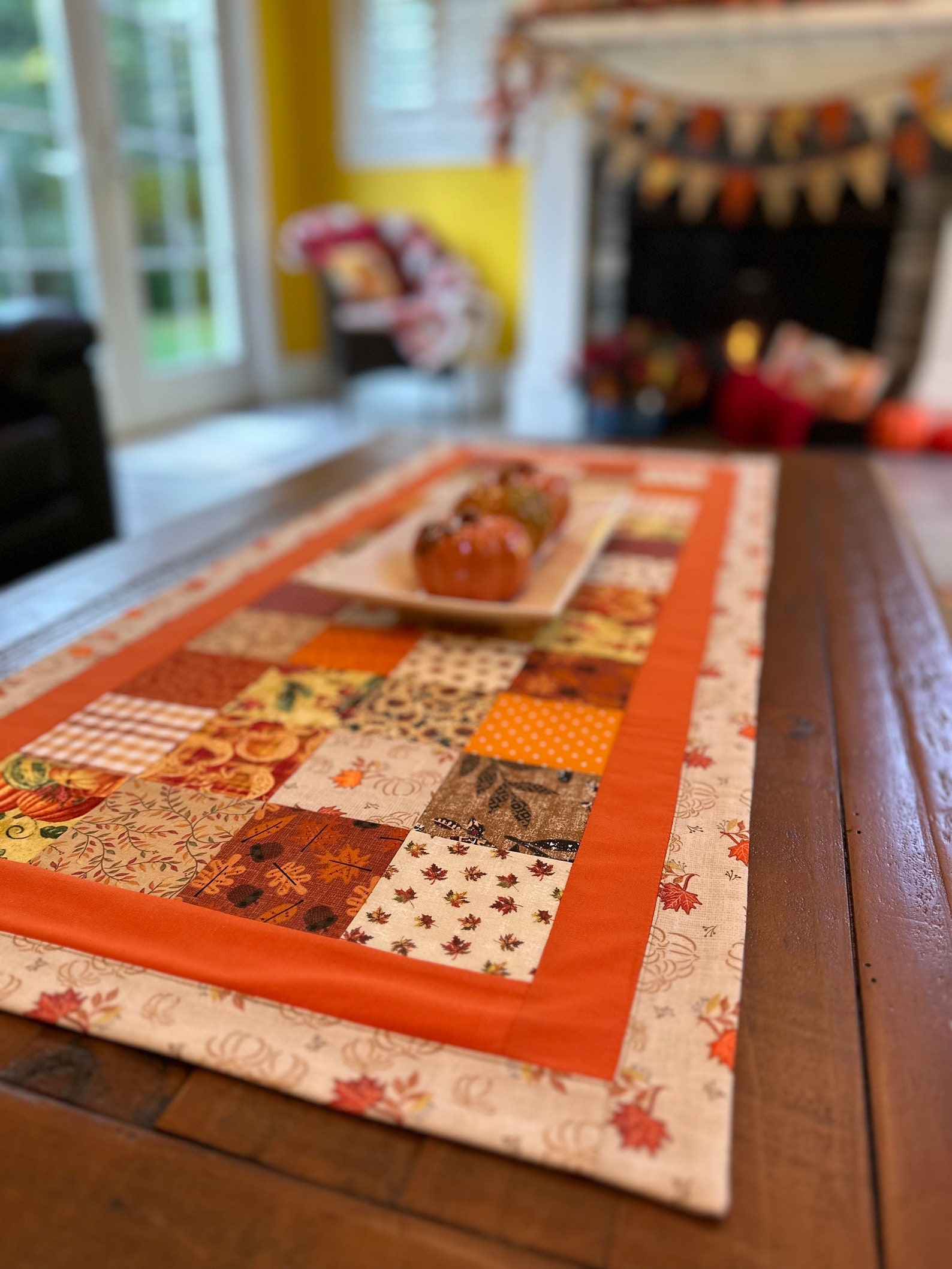 Rustic Farmhouse Fall Colors Table Runner, Autumn Table Runner ...