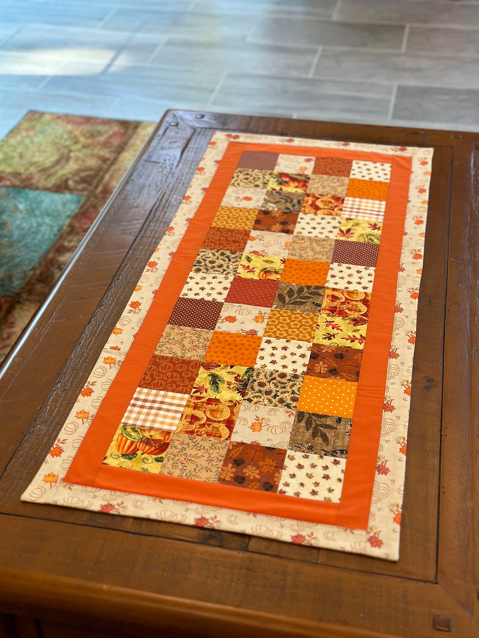Rustic Farmhouse Fall Colors Table Runner, Autumn Table Runner ...