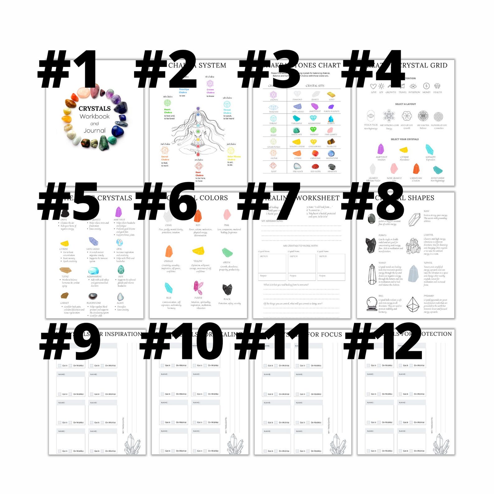 Crystals Workbook and Journal, Crystal Workbook, Crystal Journal ...