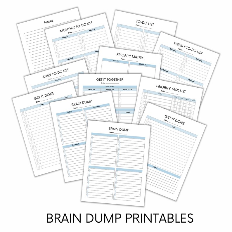 Brain Dump Printable, Brain Dump Planner, Priorities Organizer, to Do ...