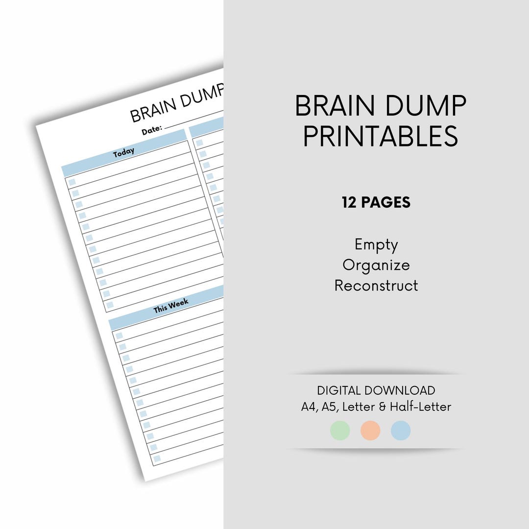Brain Dump Printable, Brain Dump Planner, Priorities Organizer, to Do ...