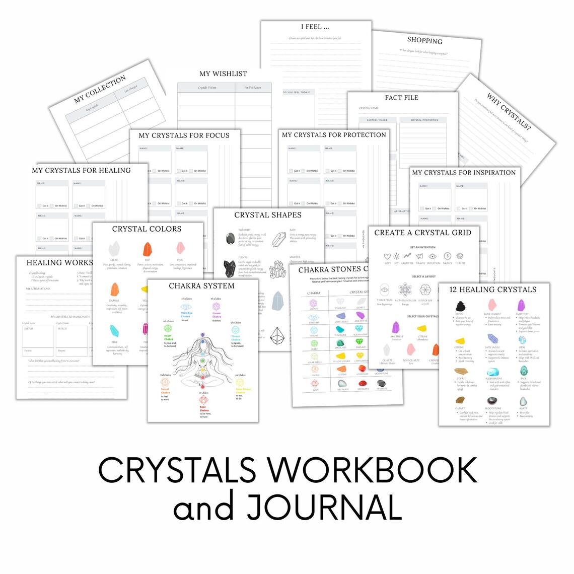 Crystals Workbook and Journal, Crystal Workbook, Crystal Journal ...