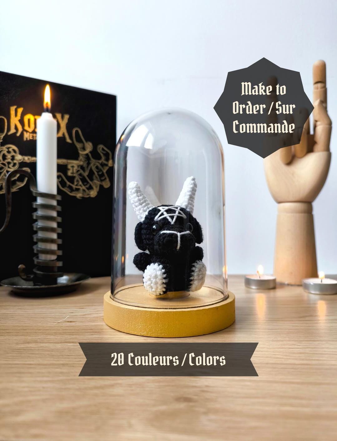 Mini Baphomet Amigurumi Under Bell Jar, Customizable | Unusual Gift ...