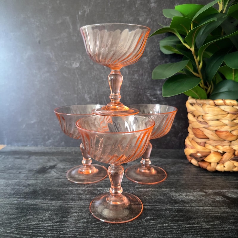 Vintage Pink Glass Coupe - Etsy