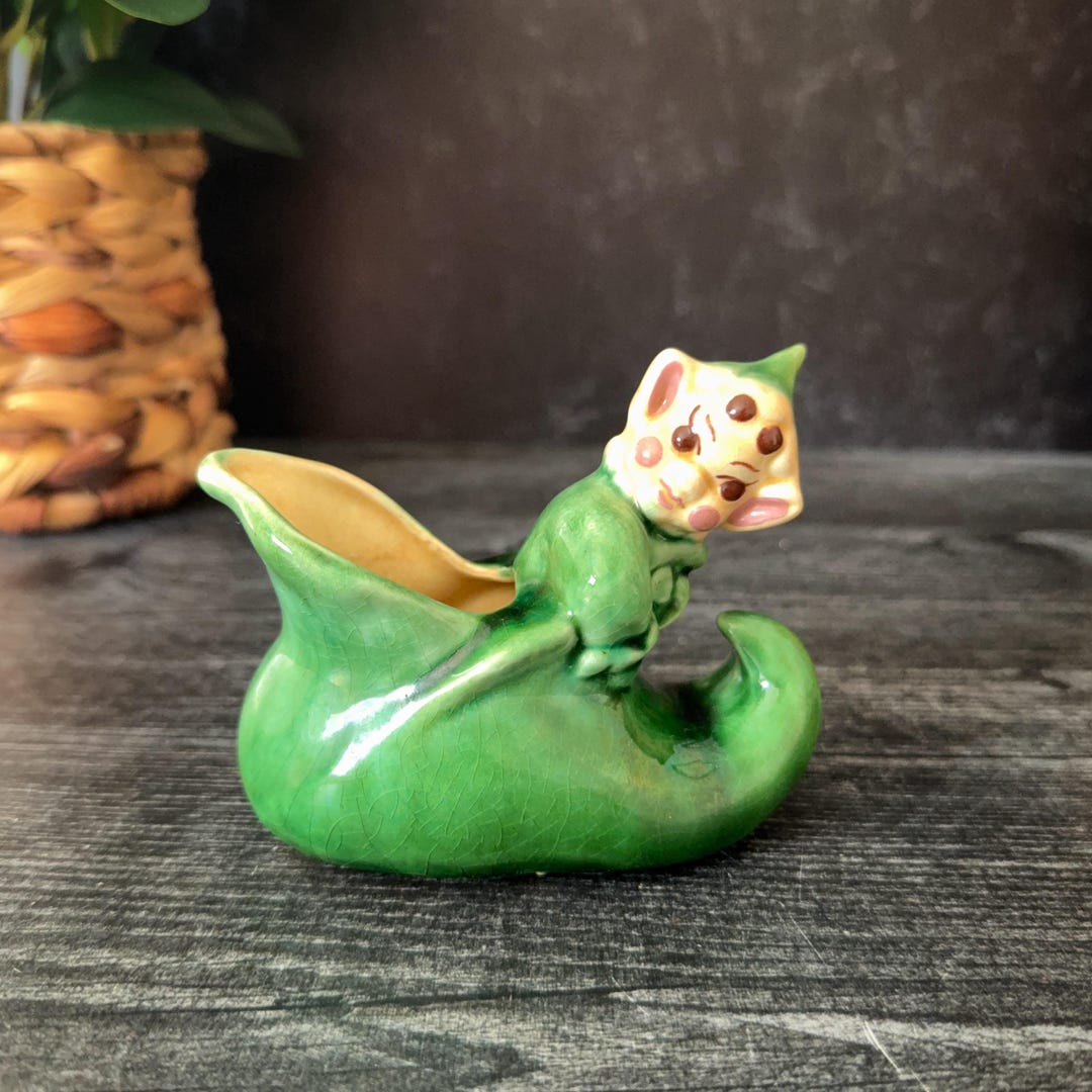 Vintage Walker Pottery Pixie Boot Planter | 1940s Brownie Elf Figurine ...