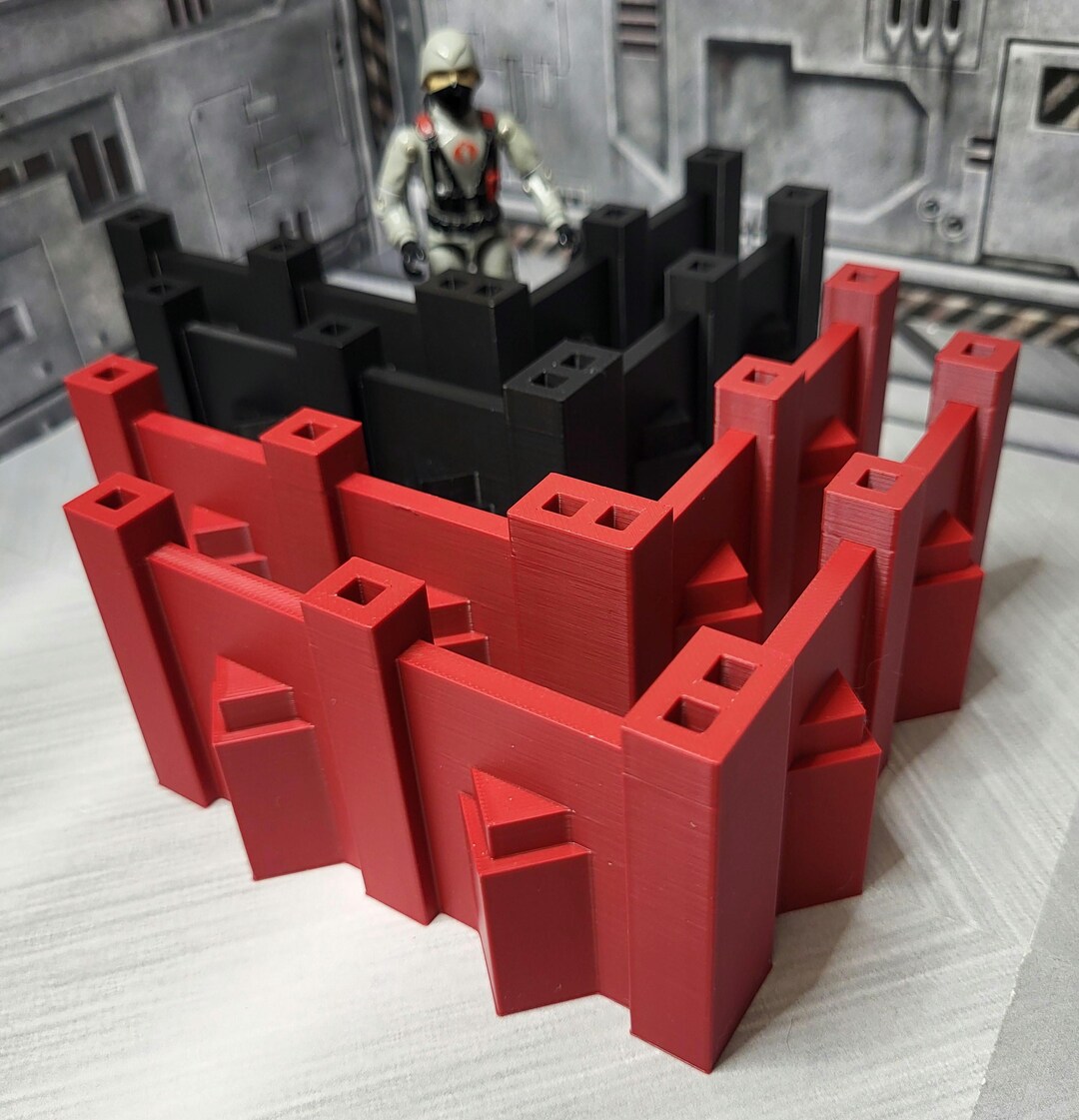 3D ARAH Corner Wall Add-ons 1/18 Scale Bunker Extension ( Black / Red ...