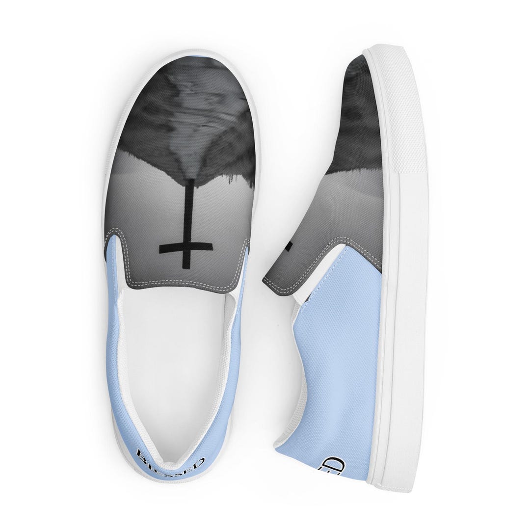 Cross on a Hill Jesus Christ Religious Christian Faith Mens Slip-on ...