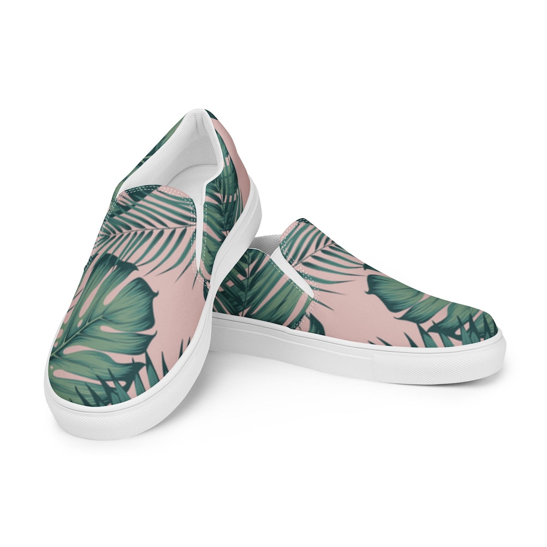 Palm Tree Shoes, Womens Slip on Canvas Shoes, Palm Beach Print Shoes ...