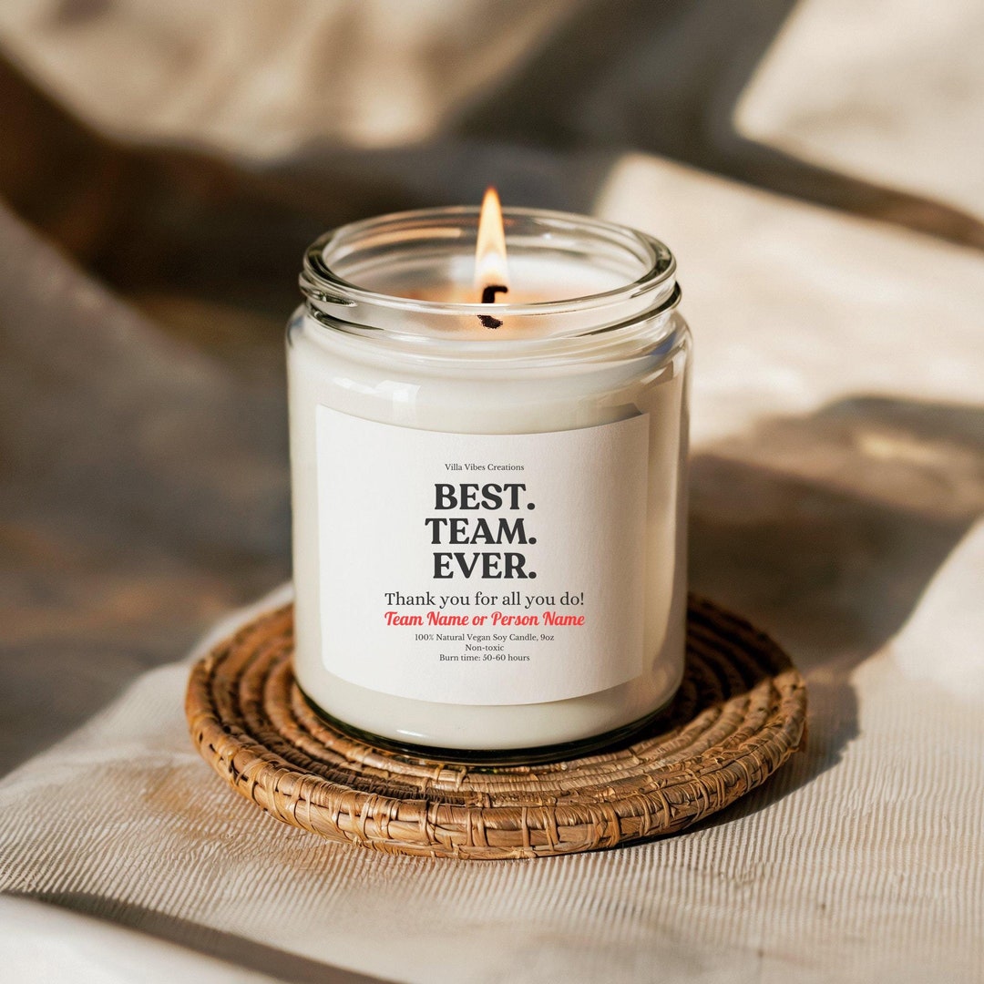 Personalized Best Team Ever Candle, Employee Christmas Gifts Bulk ...