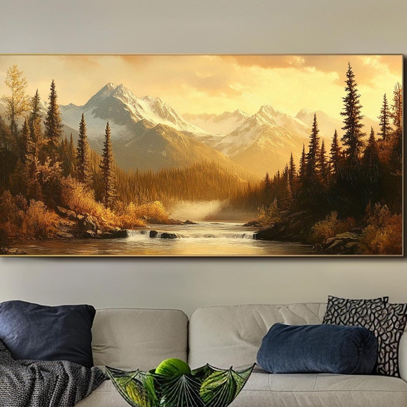 Gold Canvas Art Landscape - Etsy