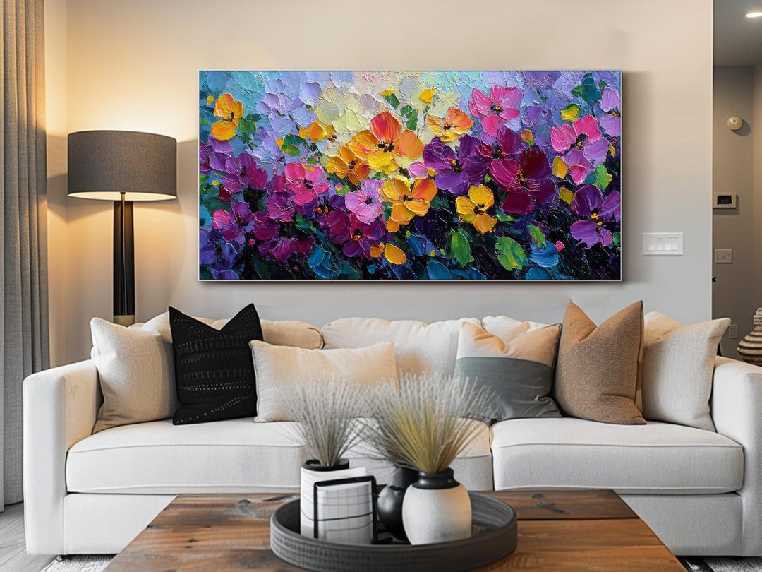 Colorful Floral Wall Art Original Palette Knife Oil Painting Modern ...