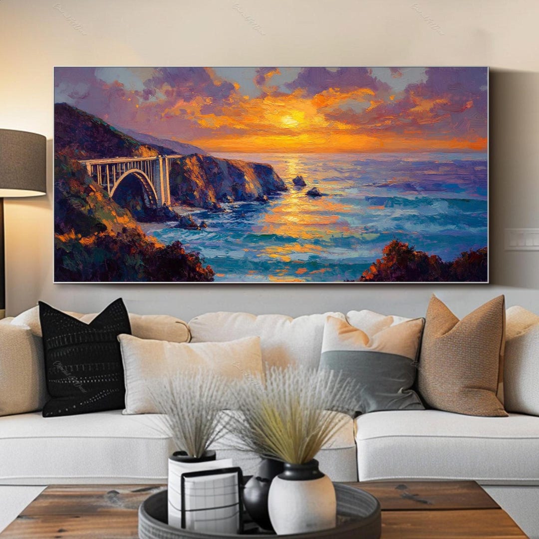 Large Abstract Wall Art Bixby Bridge in Big Sur Landscape Art Original ...