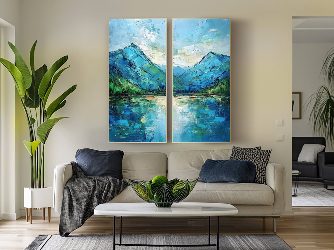A Set of 2 Piece Vertical Abstract Wall Art Minimalist Wall Art ...