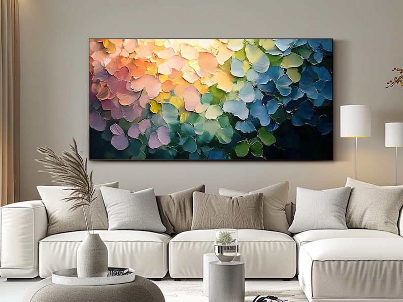 Colorful Abstract Petal Wall Art 3d Textured Oil Painting Large Canvas ...