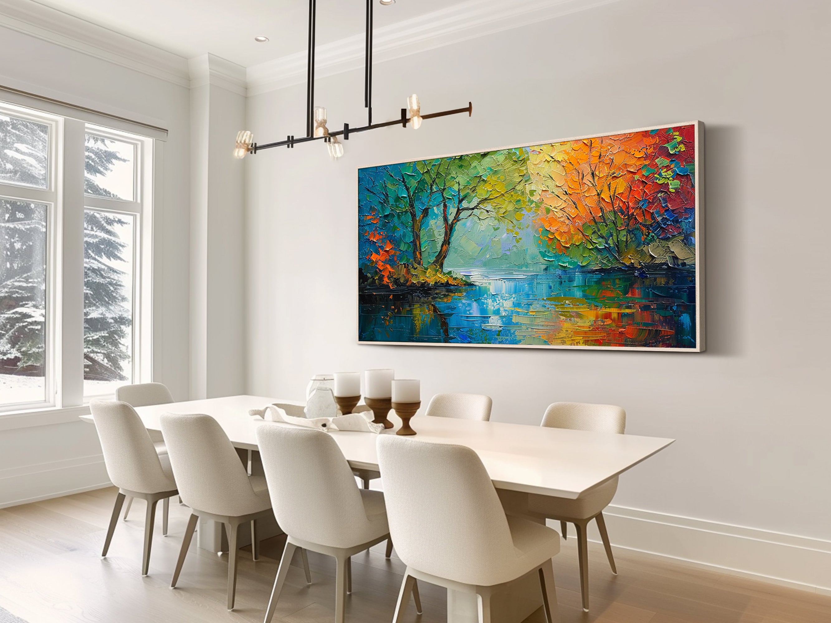 Original Landscape Oil Painting Textured Tree Wall Art Large Canvas ...