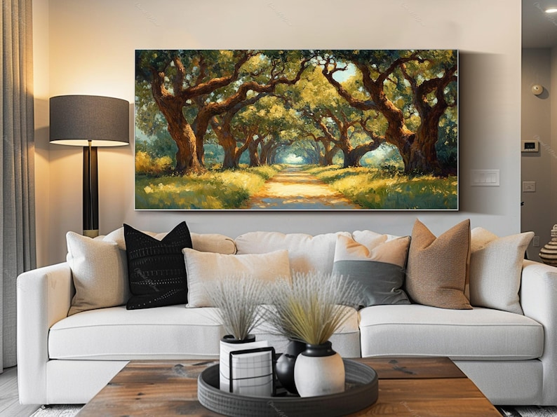 Oak Trees Oil Painting Large Forest Wall Art Original Botanical Wall ...