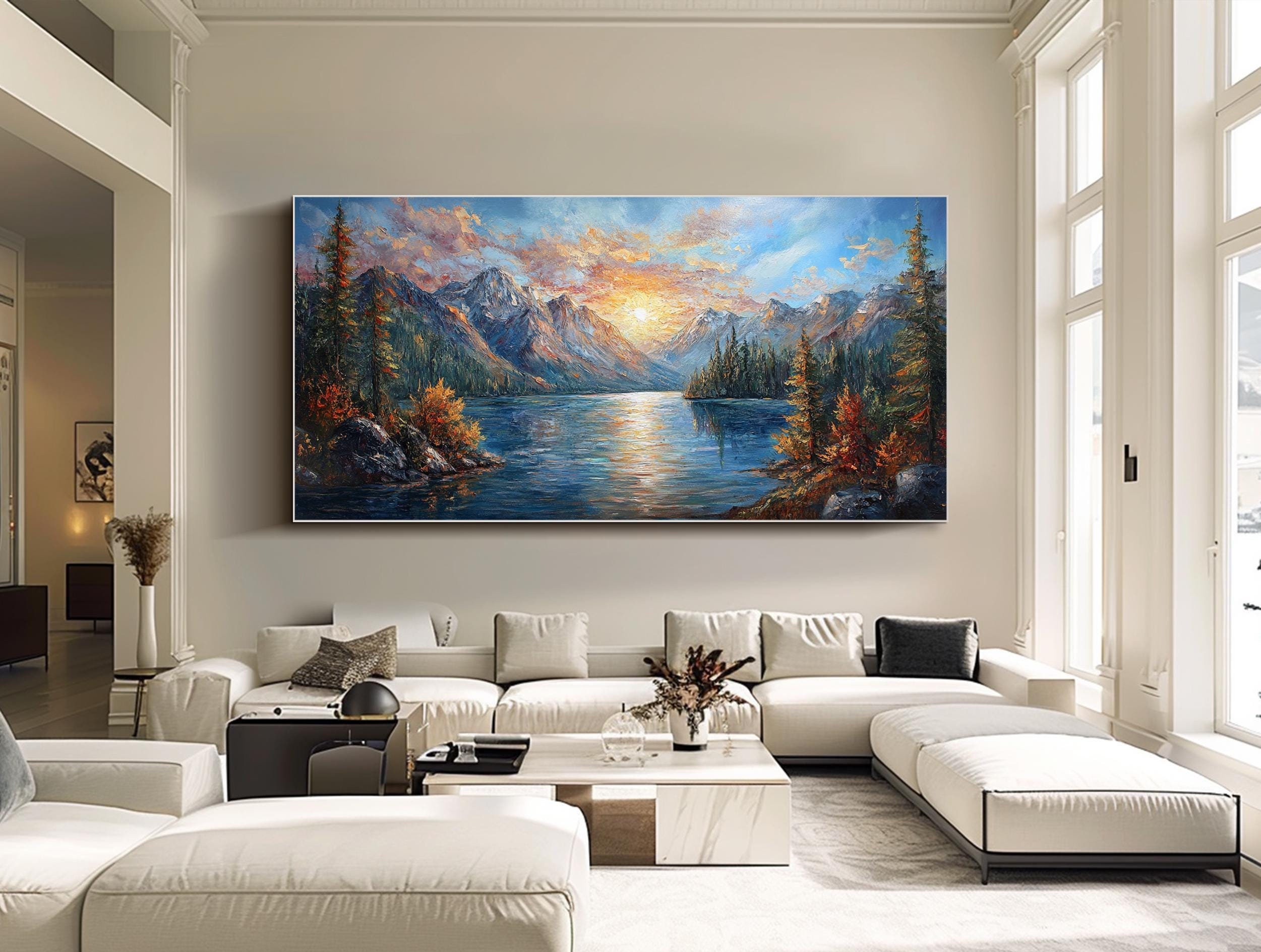 Landscape Oil Painting on Canvas Large Landscape Wall Art Living Room ...