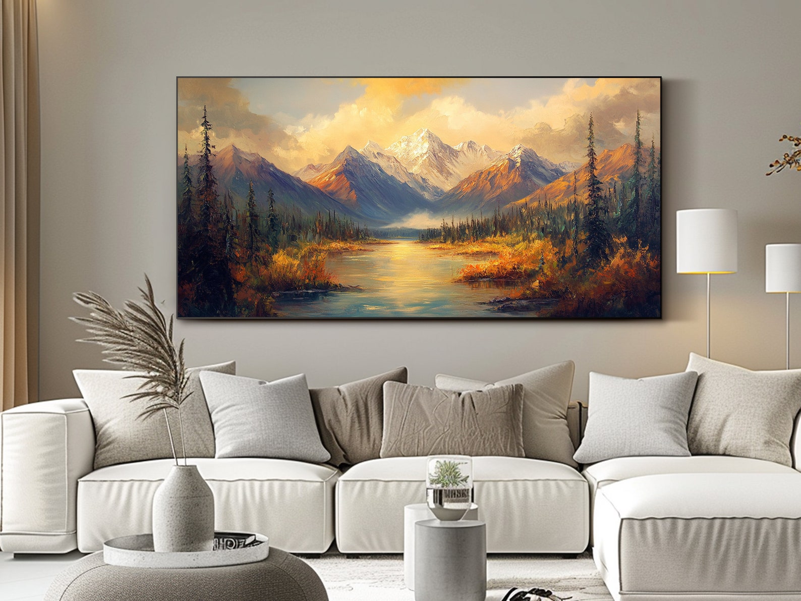 Landscape Oil Painting on Canvas Large Abstract Wall Art Living Room ...