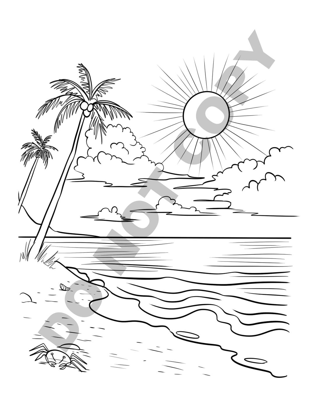 Summer Landscape Coloring Page - Etsy