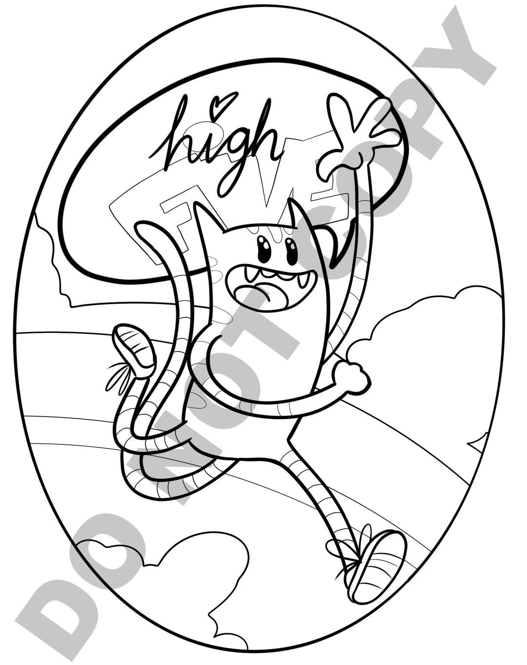 Popcorn High Five Coloring Page - Etsy