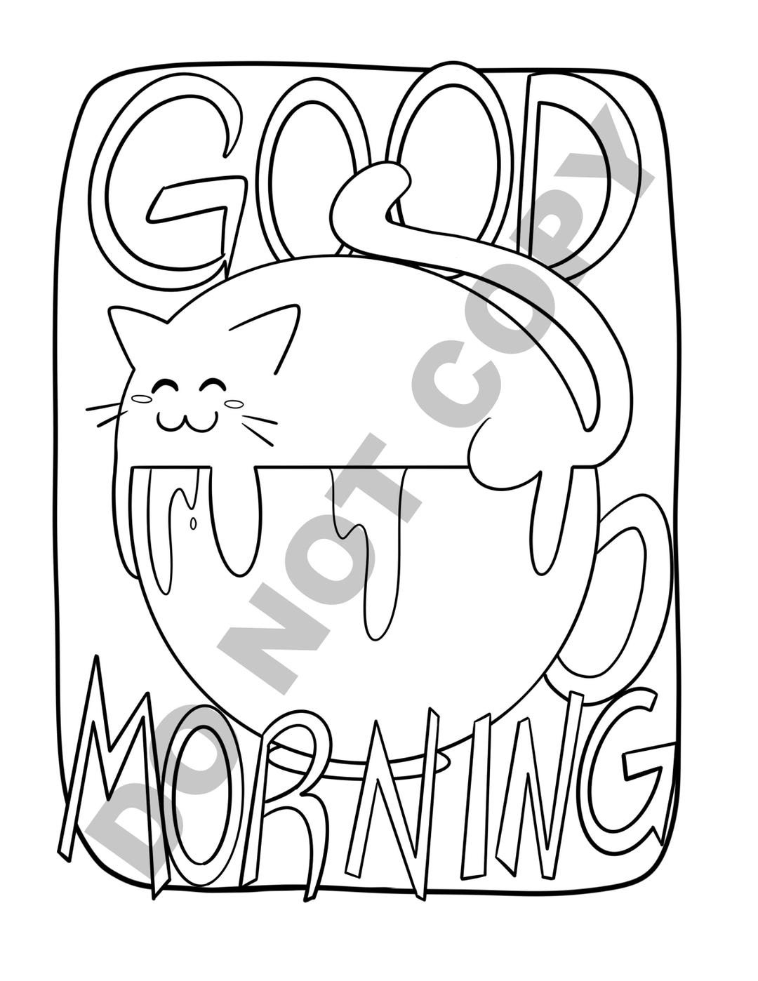Cat Coffee Latte Coloring Page - Etsy