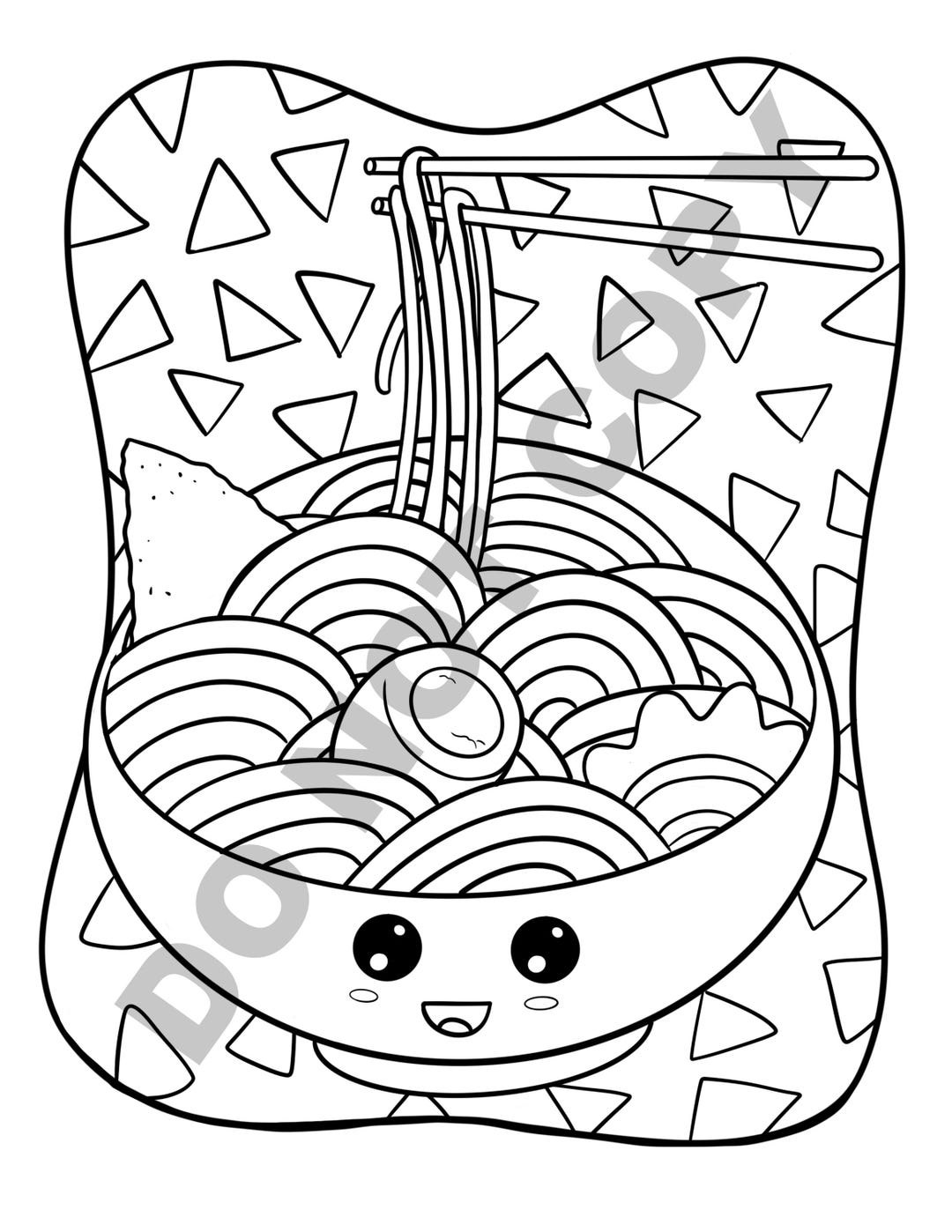 Kawaii Ramen Noodles Coloring Page - Etsy