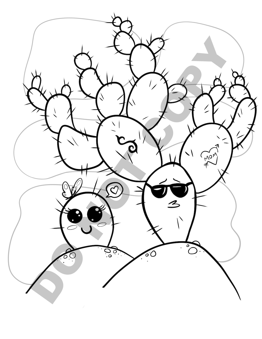 Muscular Cactus Coloring Page - Etsy
