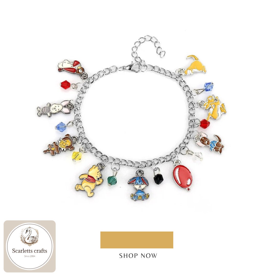 Cute Disney Winnie the Pooh & Tigger Enamel Pendant Bracelet Kawaii ...