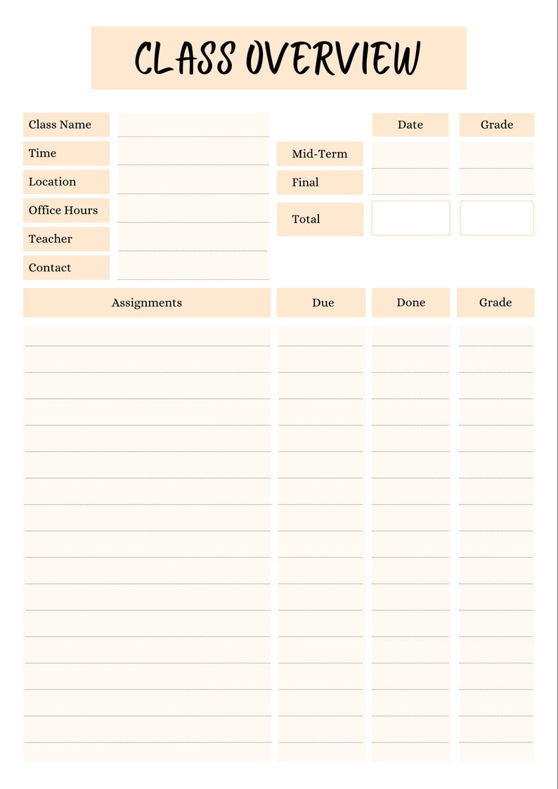 Student Planner Printables - Etsy
