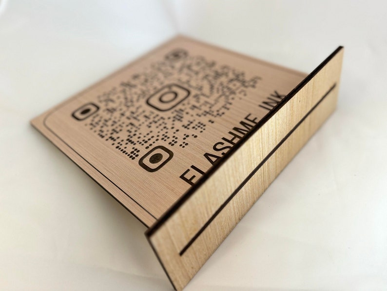 Custom QR Code Stand | Engraved Wood Design | Personalized QR Code ...