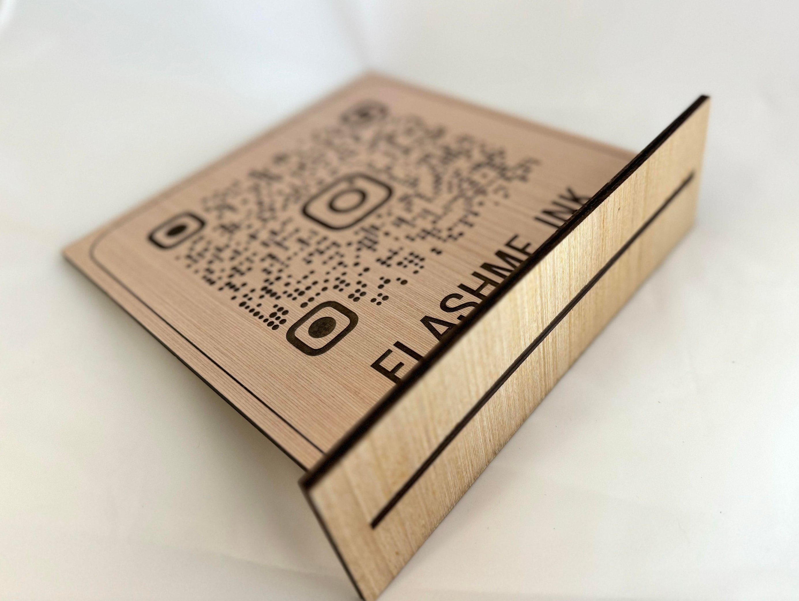 Custom QR Code Stand | Engraved Wood Design | Personalized QR Code ...