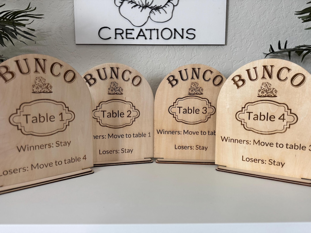 Bunco Table Signs-stands With Directions- Set of 3, 4, 5, or 6 - Etsy