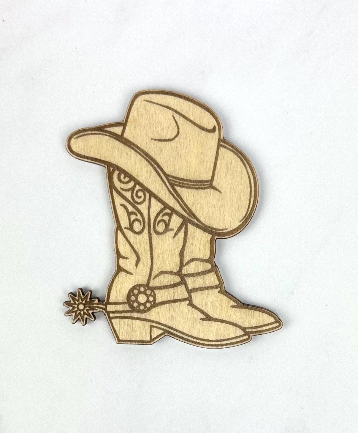 Wood Magnets - Laser Engraved Cowboy and Cowgirl Designs, Western ...