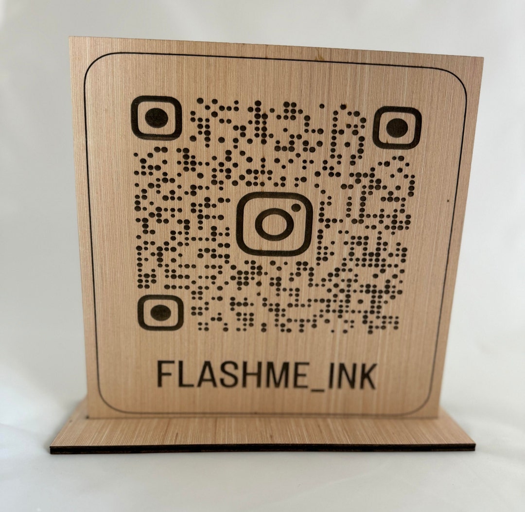 Custom QR Code Stand | Engraved Wood Design | Personalized QR Code ...