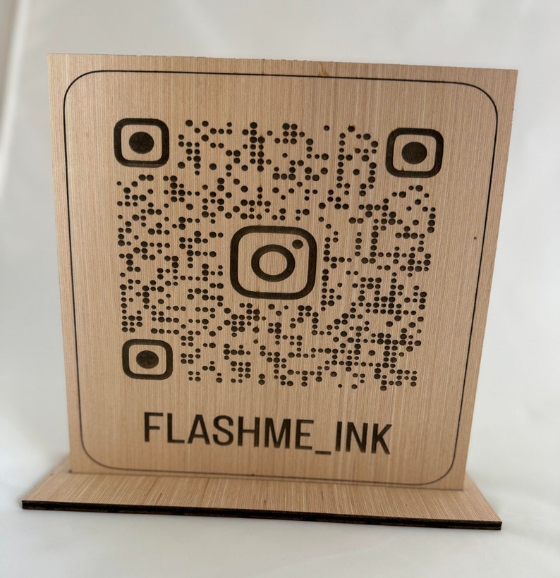 Custom QR Code Stand | Engraved Wood Design | Personalized QR Code ...