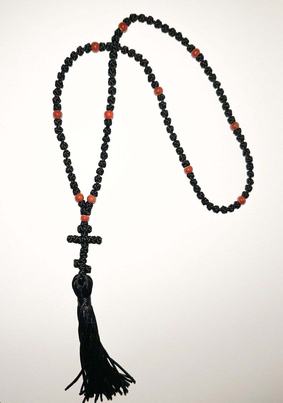 Prayer Rope (100 Knot), Black Satin, Red Ceramic - Etsy